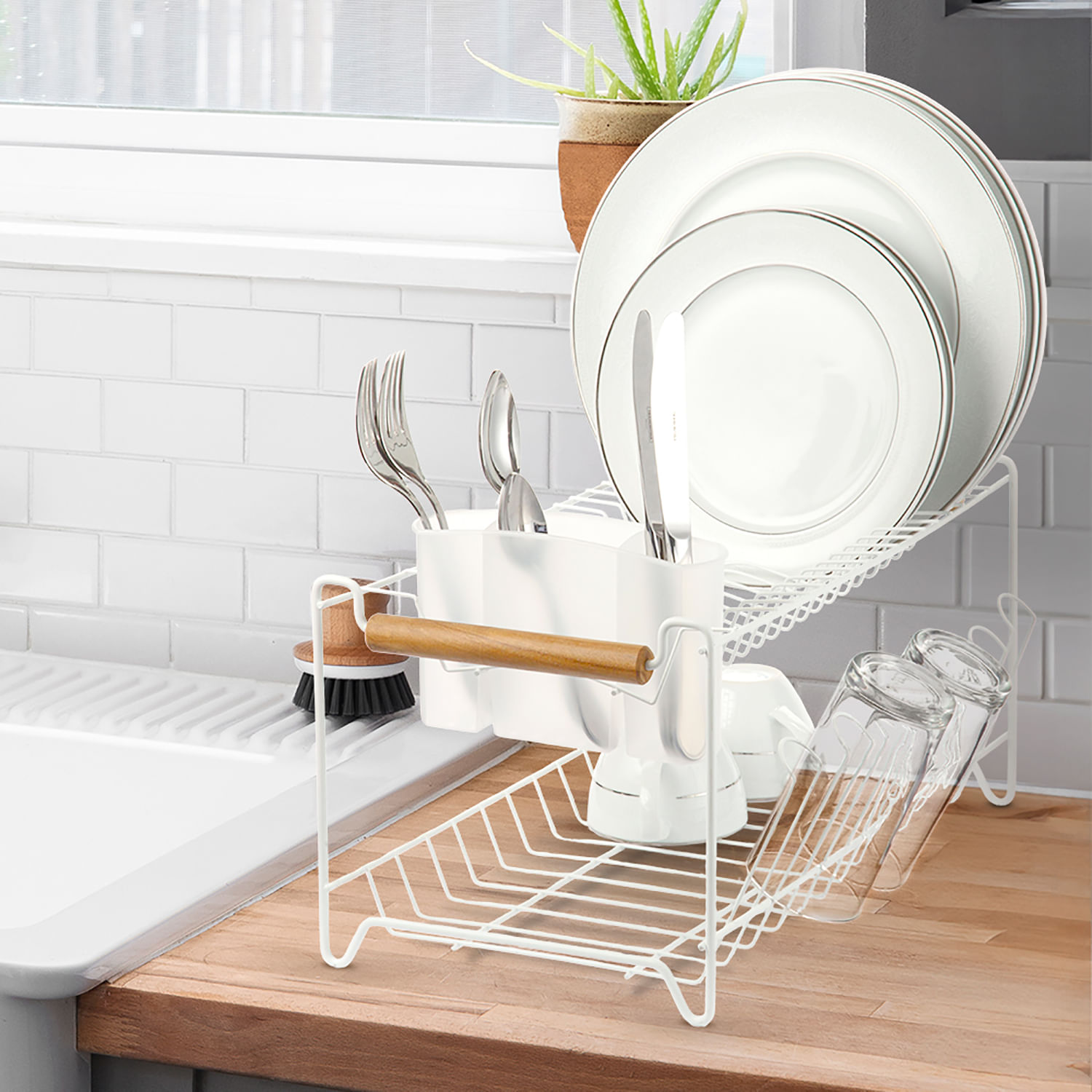 Escorredor de Louça Duplo Eco Design Branco - Preçolandia - Preçolândia