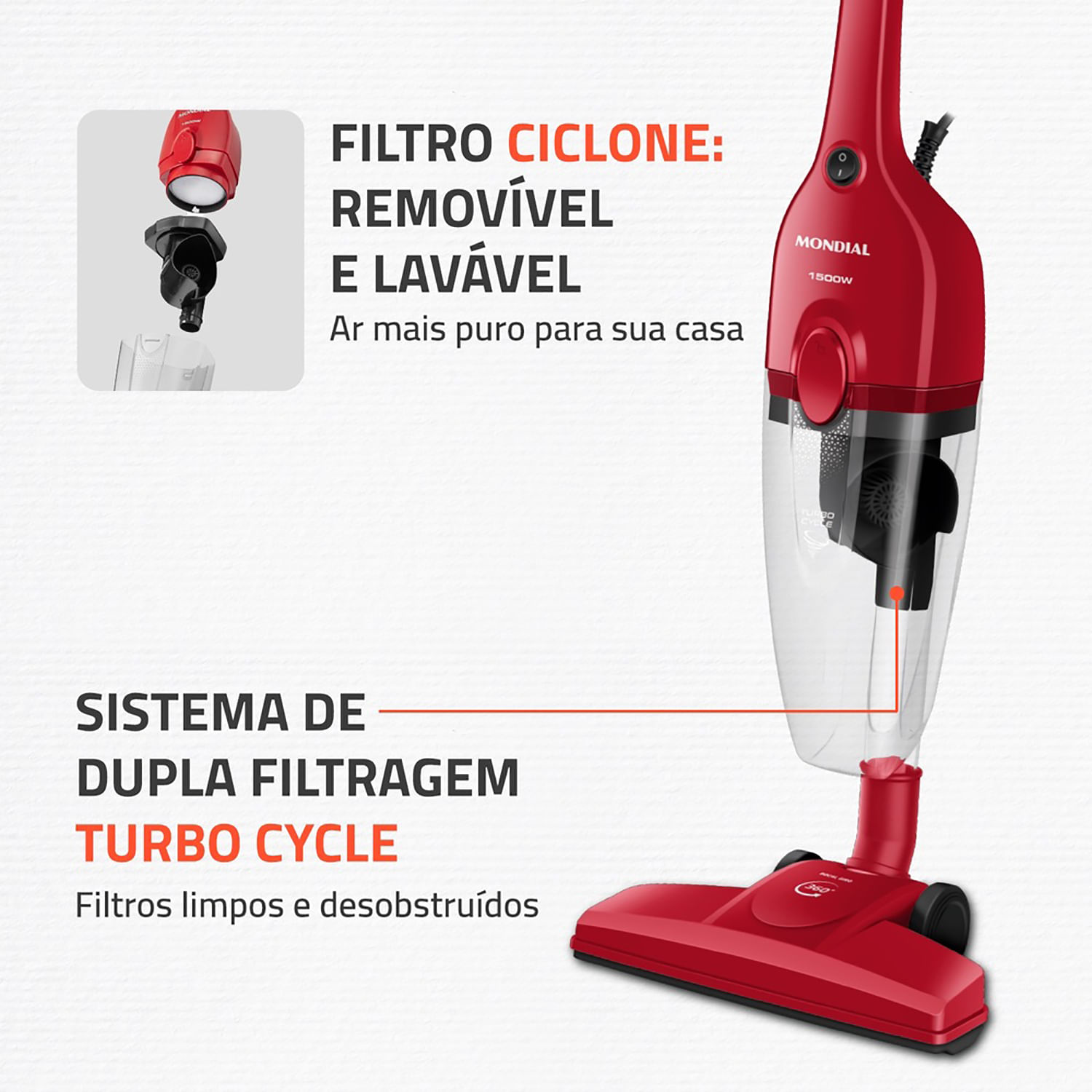 Aspirador de Pó Turbo Cycle Ap-40-r 1500w - Preçolandia - Preçolândia